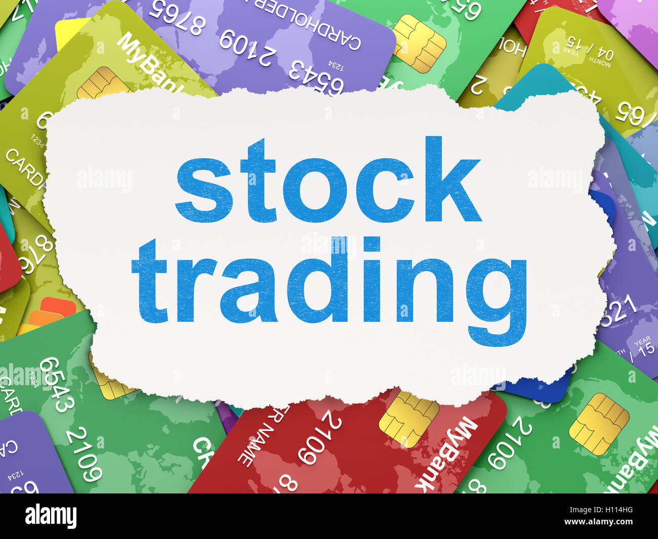 Finance concept: Stock Trading on Credit Card background Stock Photo ...