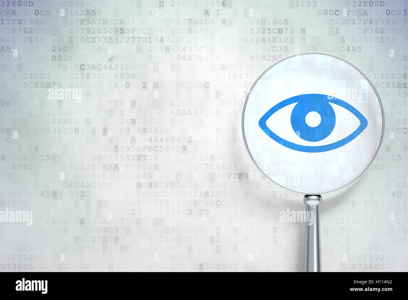 Privacy concept: Eye with optical glass on digital background Stock ...