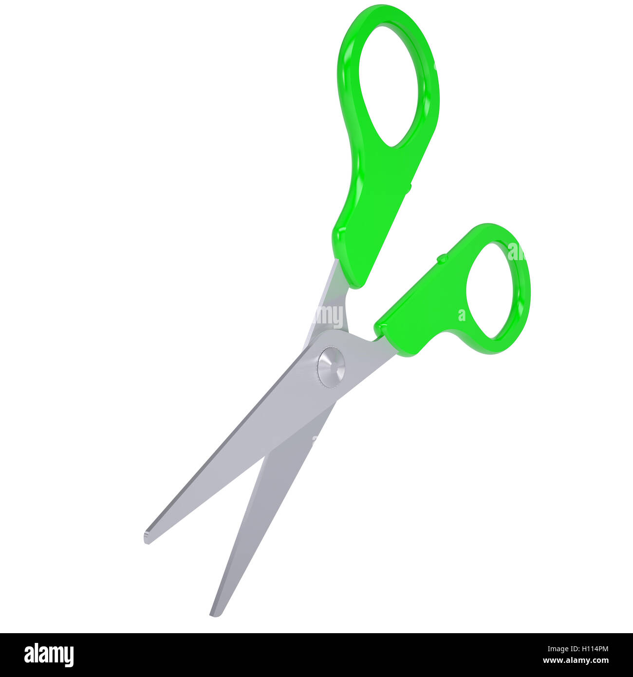 Scissors with green handles Stock Photo - Alamy