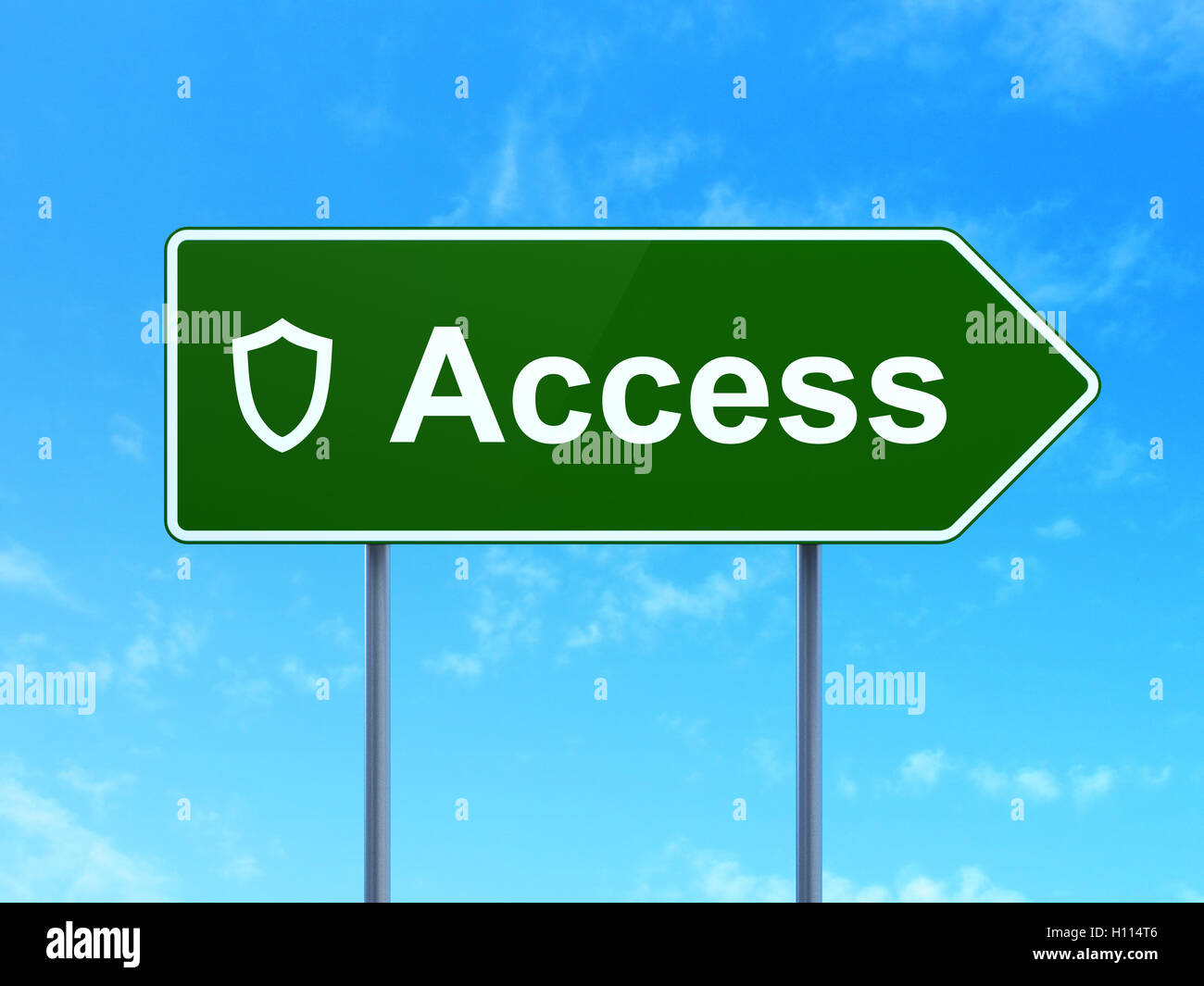 Privacy concept: Access and Contoured Shield on road sign background ...