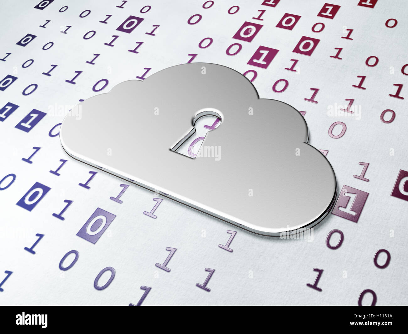 Cloud technology concept: Golden Cloud With Keyhole on Binary Code ...