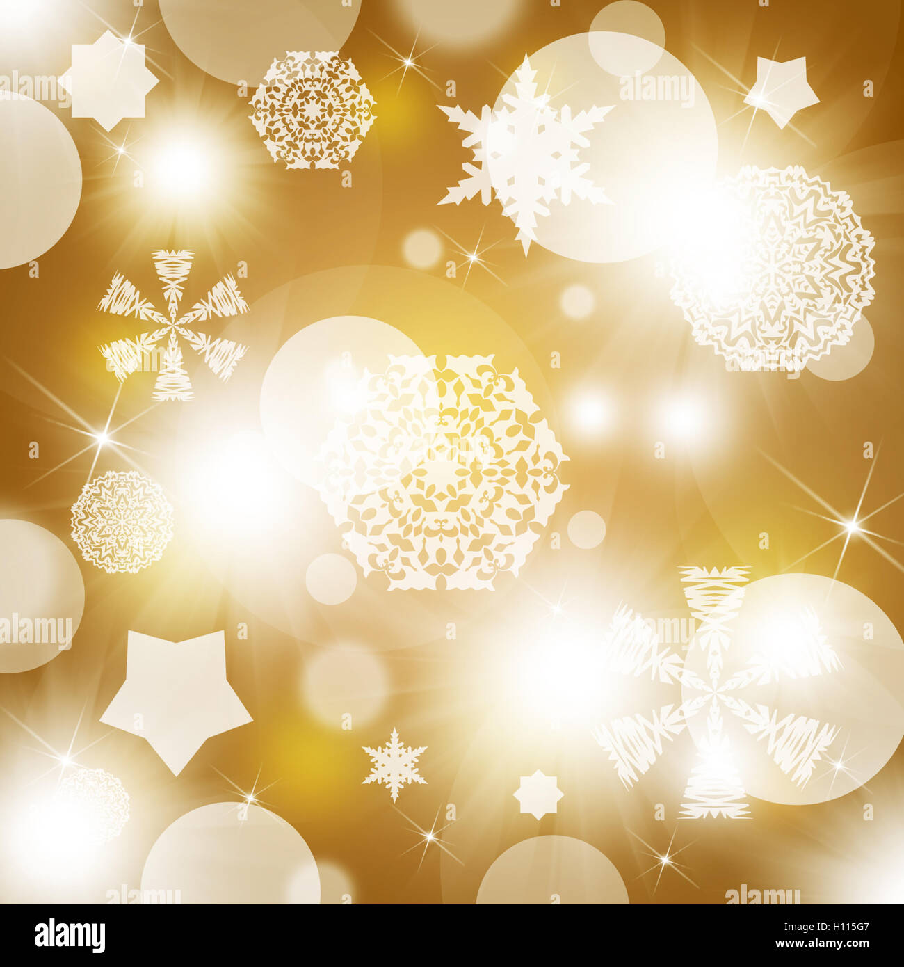 Snowflakes on abstract gold background Stock Photo - Alamy