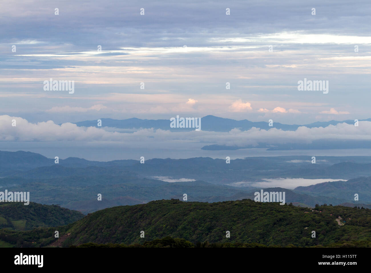 View of the pacific ocean from a mountaintop in Monteverde Stock Photo ...