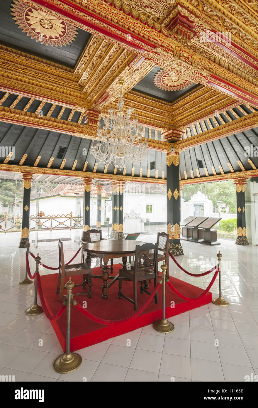 Indonesia, Java, Yogyakarta, Kraton palace complex, interior pavillion ...