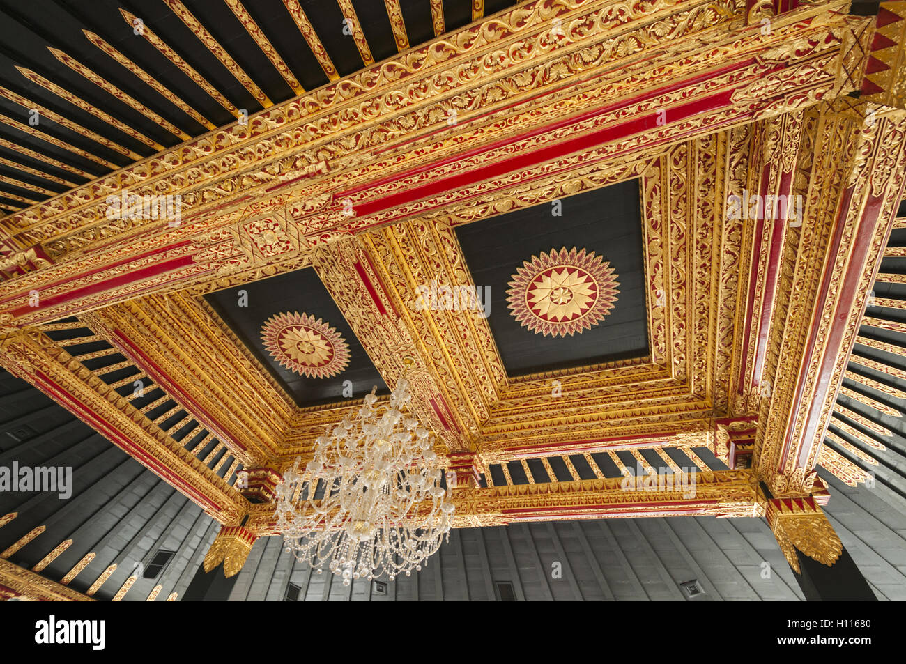 Indonesia, Java, Yogyakarta, Kraton palace complex, interior pavillion ...