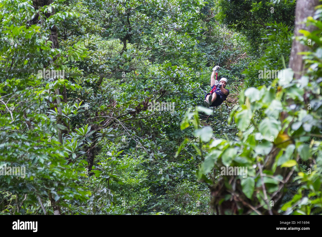 Adult man on zip line hi-res stock photography and images - Alamy