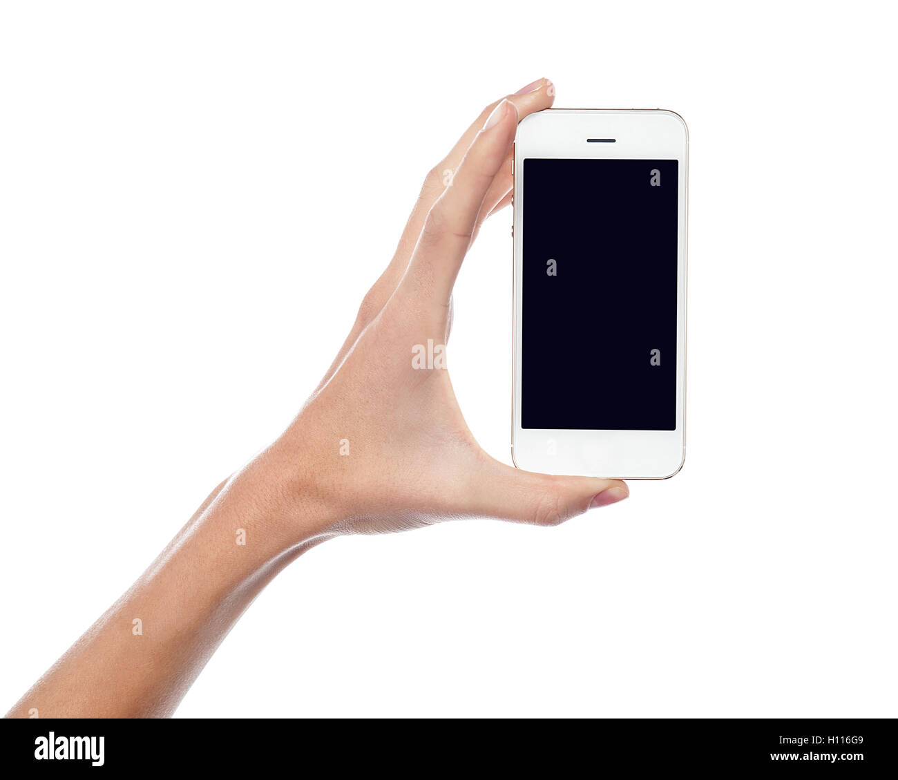 Hand with a new mobile handset Stock Photo - Alamy