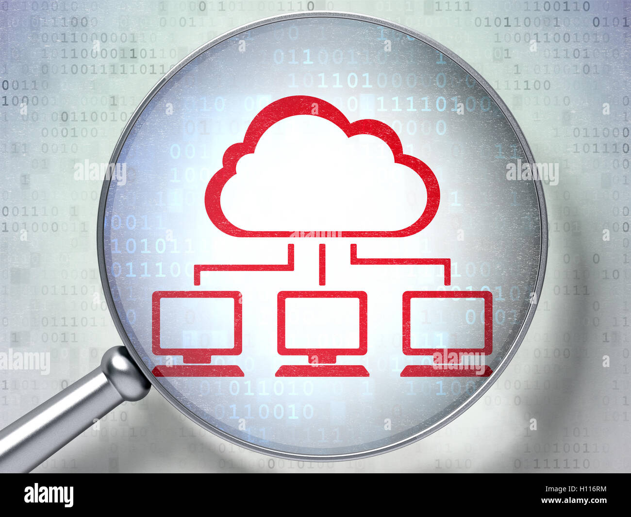 Cloud networking concept: Cloud Network with optical glass on digital ...