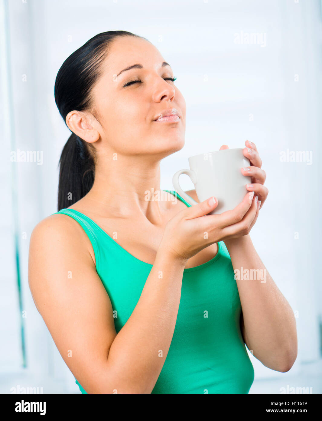 girl with cup Stock Photo - Alamy
