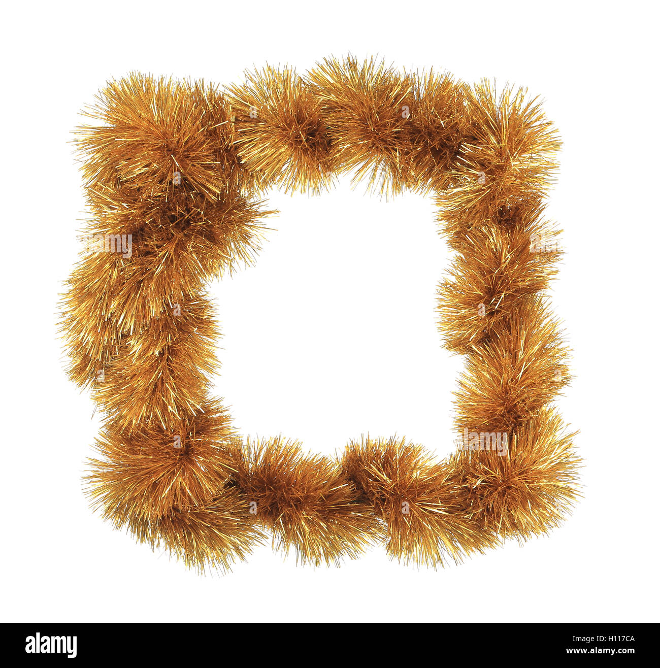 Christmas golden tinsel as frame Stock Photo - Alamy
