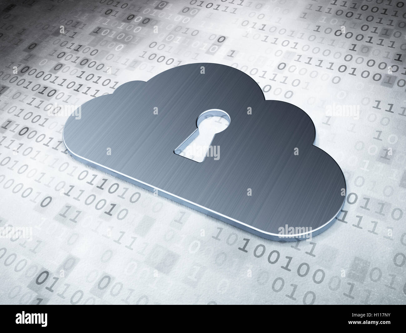 Cloud computing concept: Silver Cloud With Keyhole on digital ...