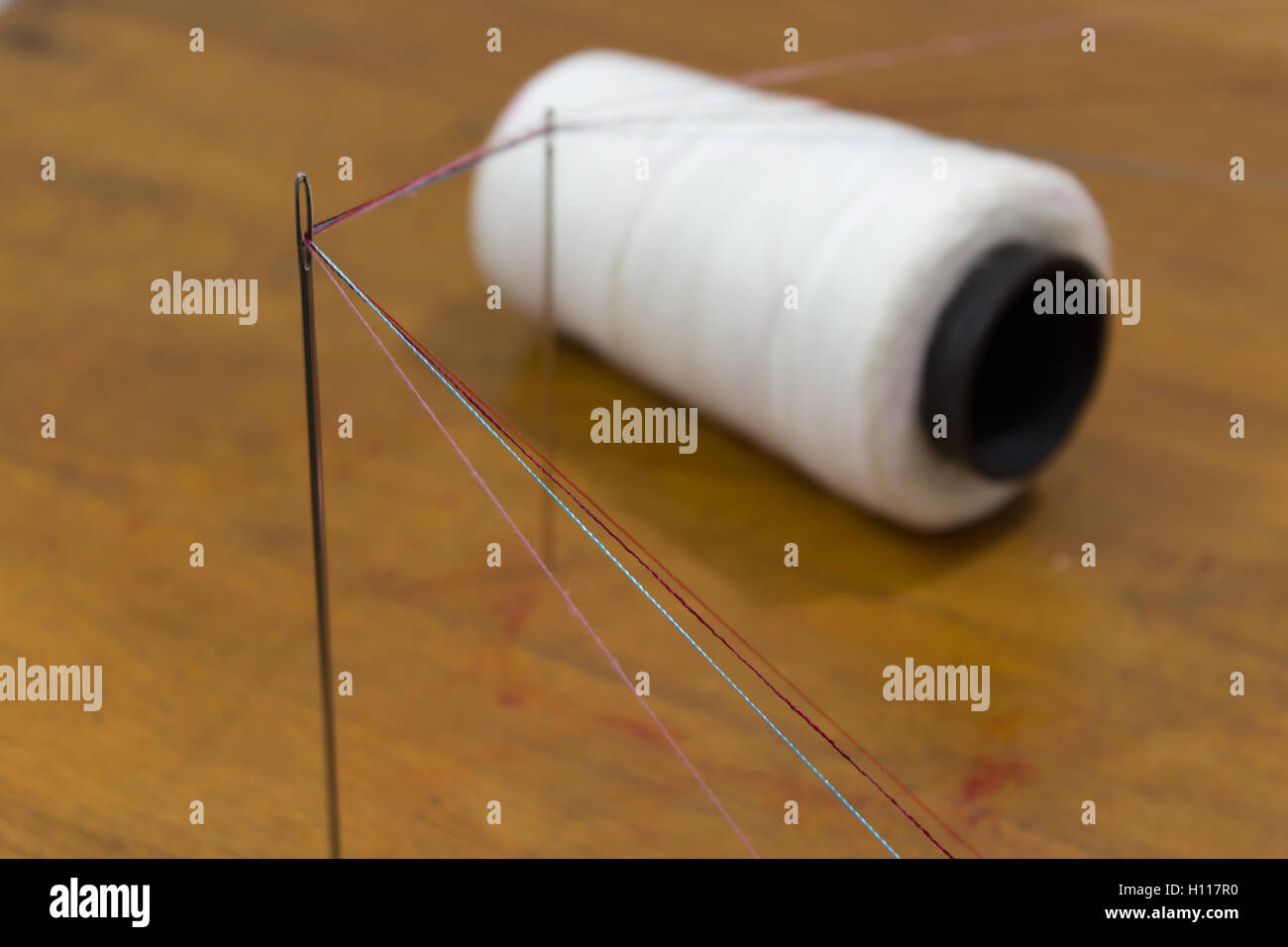 Thread niddle and sewing thread Stock Photo - Alamy