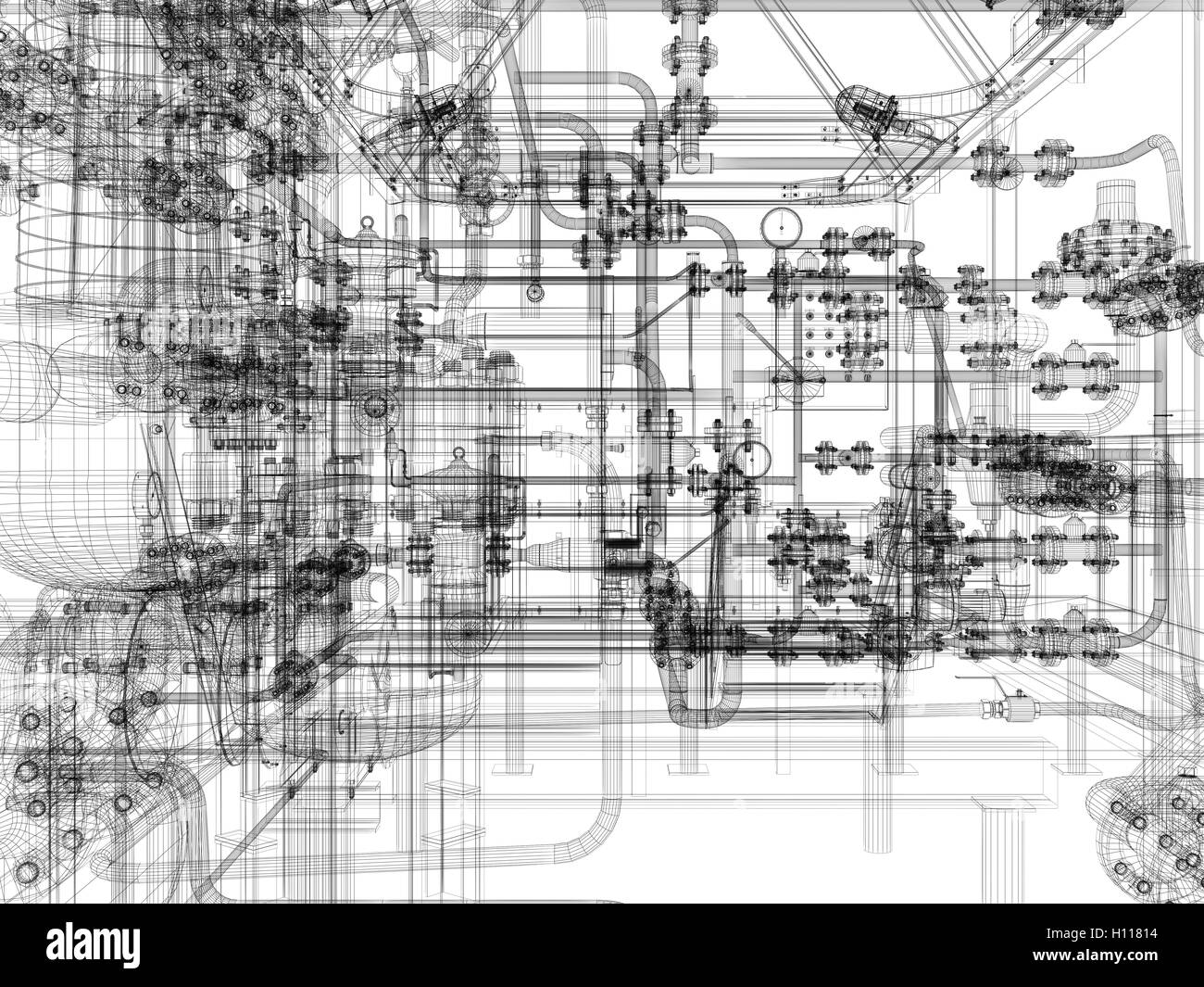 Industrial equipment. Wire-frame render Stock Photo - Alamy