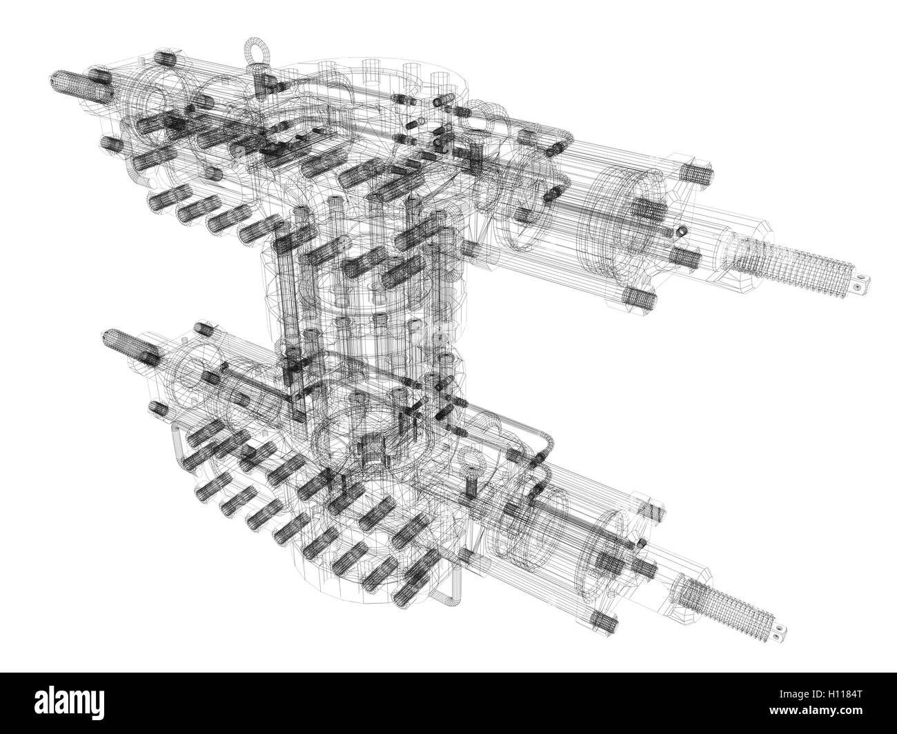 Industrial equipment. Wire-frame render Stock Photo - Alamy