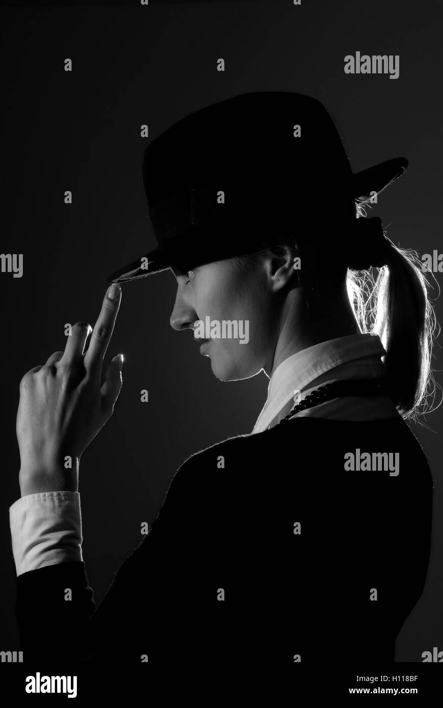 Close up pretty blond girl Black and White Stock Photos & Images - Alamy