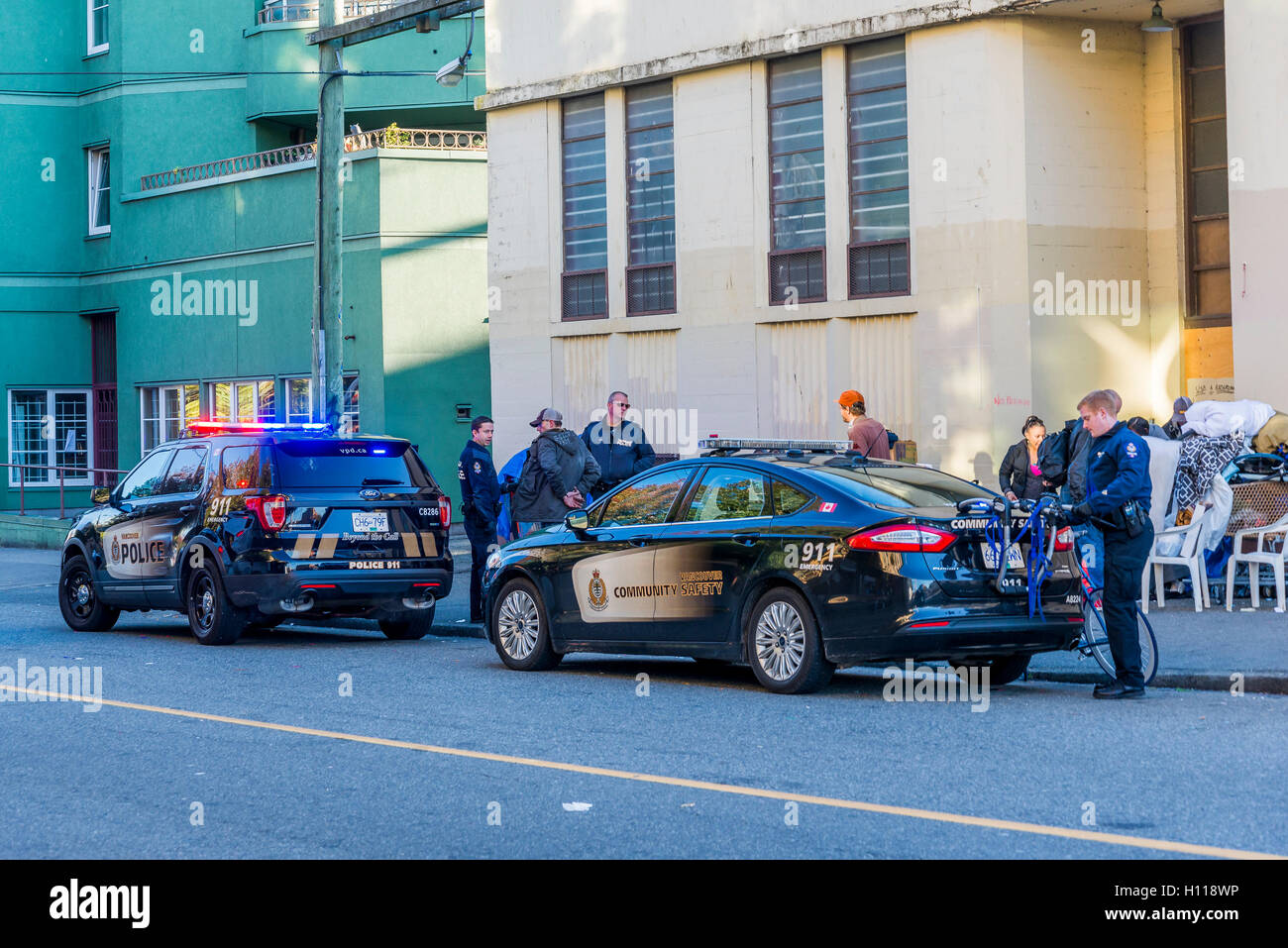 Police incident, DTES, Vancouver, British Columbia, Canada Stock Photo ...