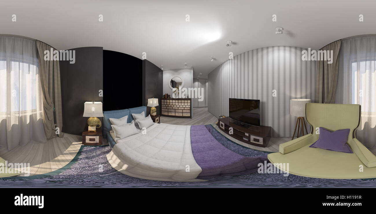 rendering design interior spherical 360 degrees, seamless panorama of ...