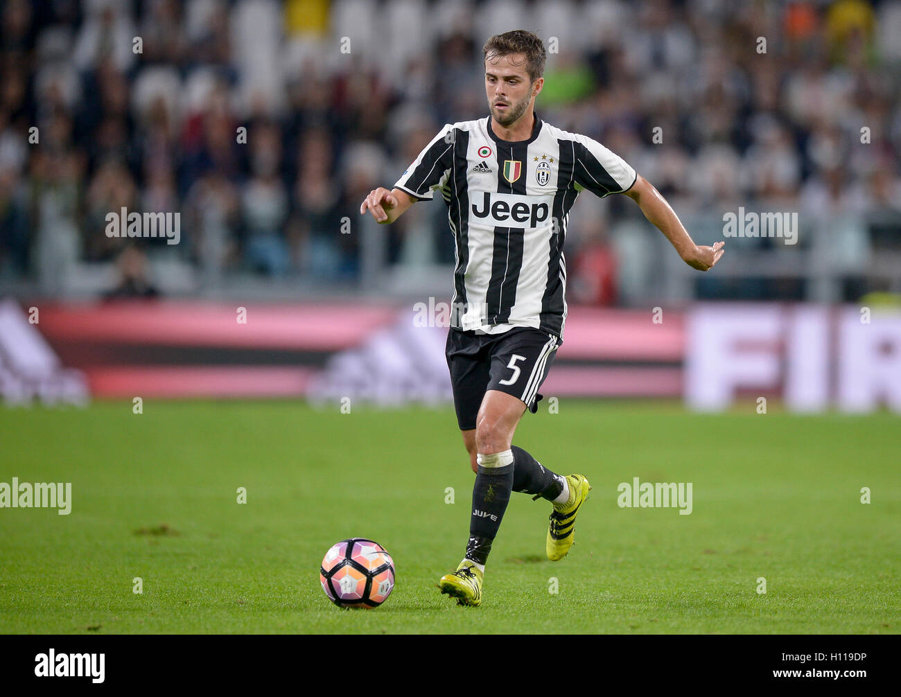 Turin, Italy. 21st Sep, 2016. Miralem Pjanic of Juventus FC in action ...