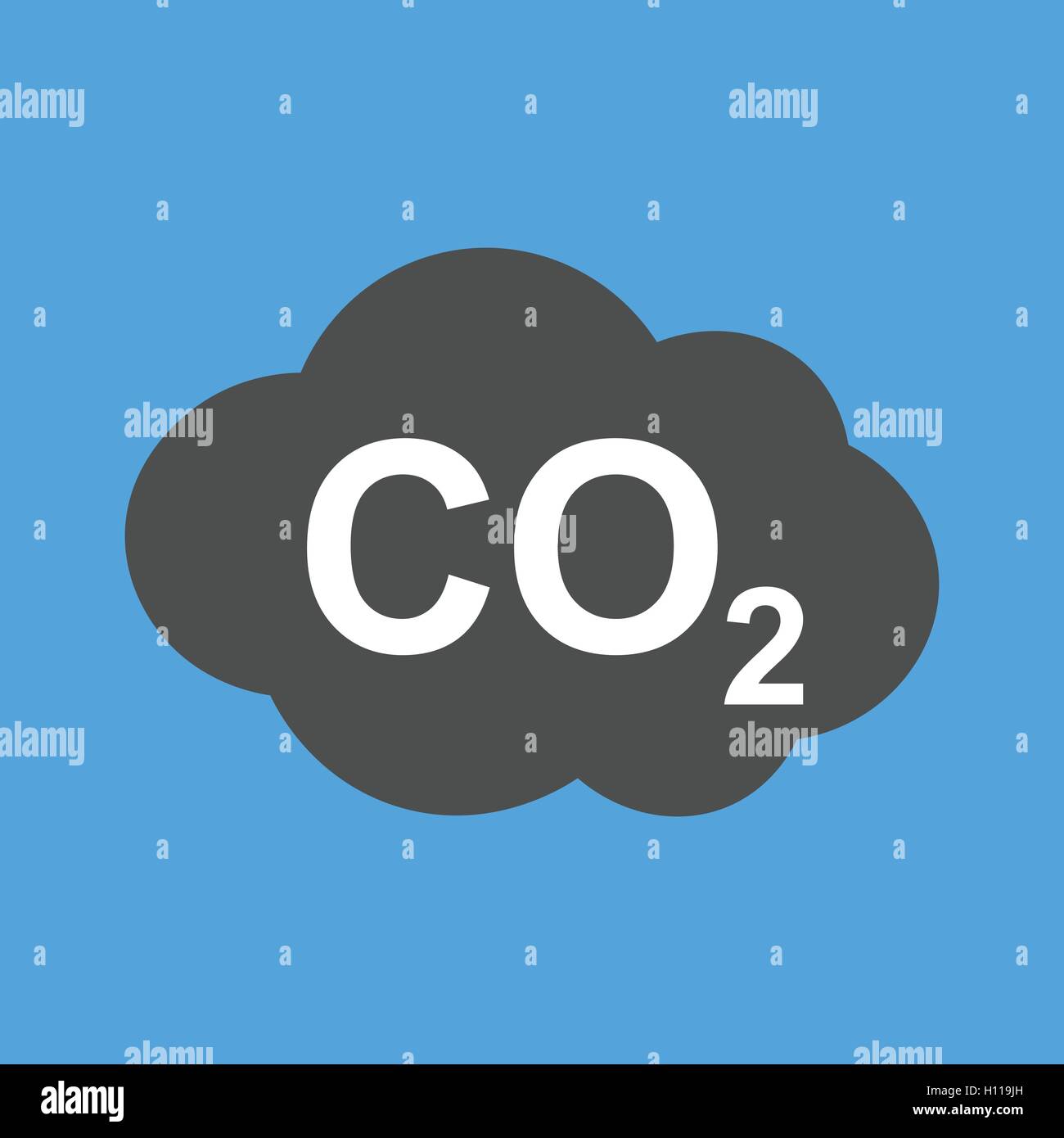 CO2 icon with a light blue background, carbon dioxide formula symbol ...