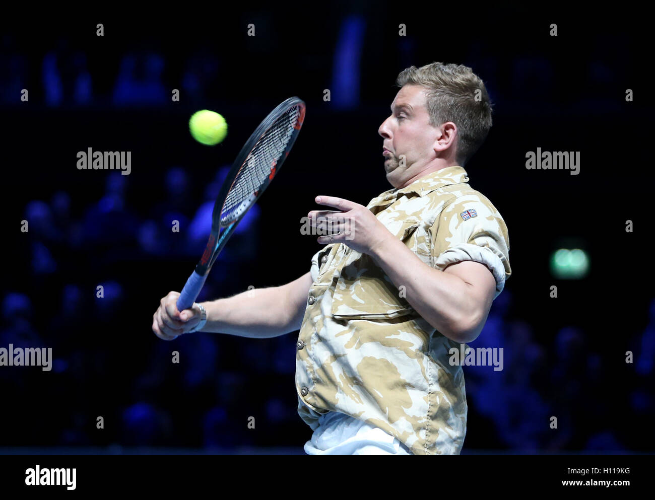 'Gary Tank Commander' during the exhibition doubles match at the Andy ...