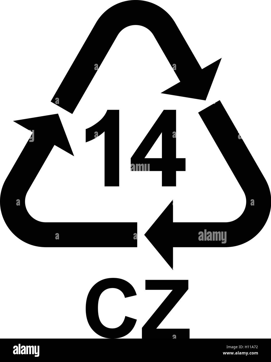 Battery recycling symbol 14 cz, battery recycling code 14 cz, vector ...
