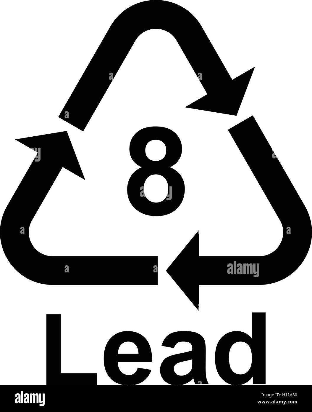 Battery recycling symbol 8 Lead, battery recycling code 8 Lead, vector ...