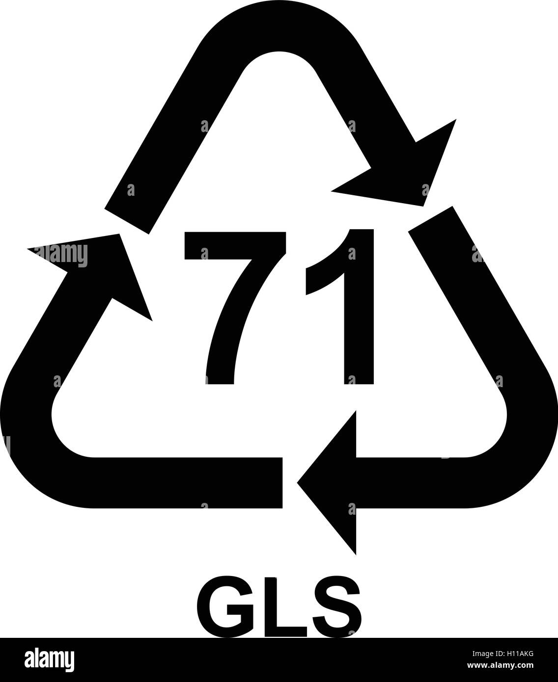 Glass recycling symbol 71 GLS. Glass recycling code 71 GLS, vector ...