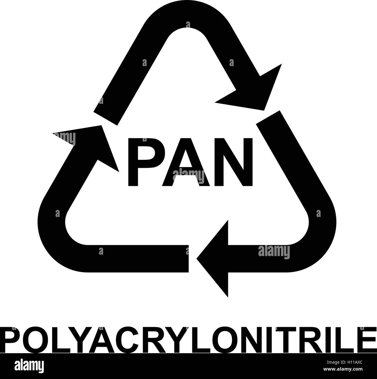 Plastic recycling symbol PAN - POLYACRYLONITRILE, vector illustration ...