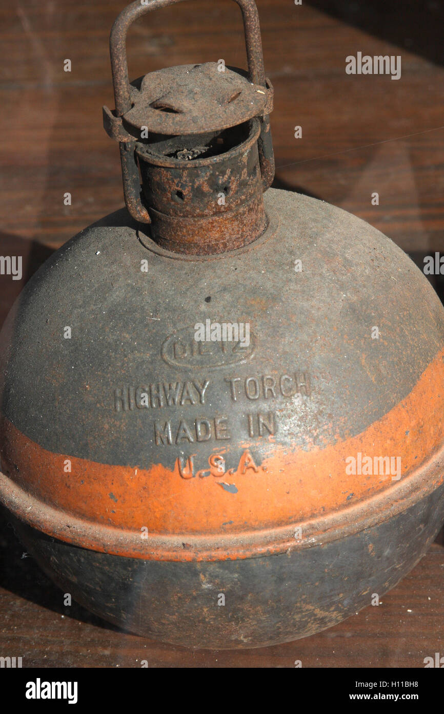 Vintage Dietz metal railroad smudge pot torch displayed in antique ...