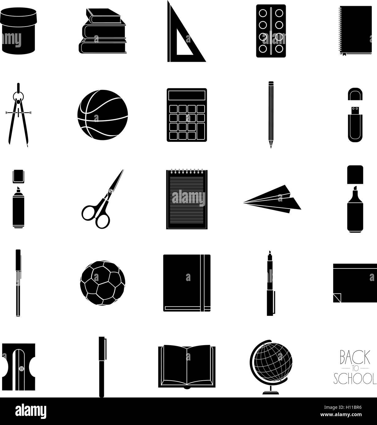 School supplies vector Black and White Stock Photos & Images - Alamy