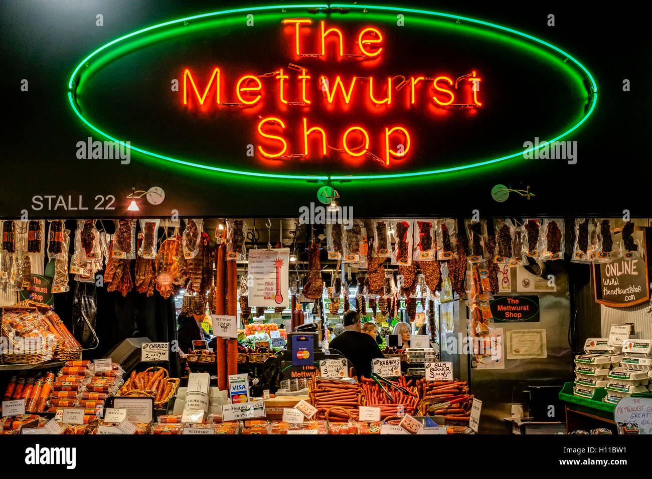 The Mettwurst Shop in the Adelaide Central Market, Australia Stock ...