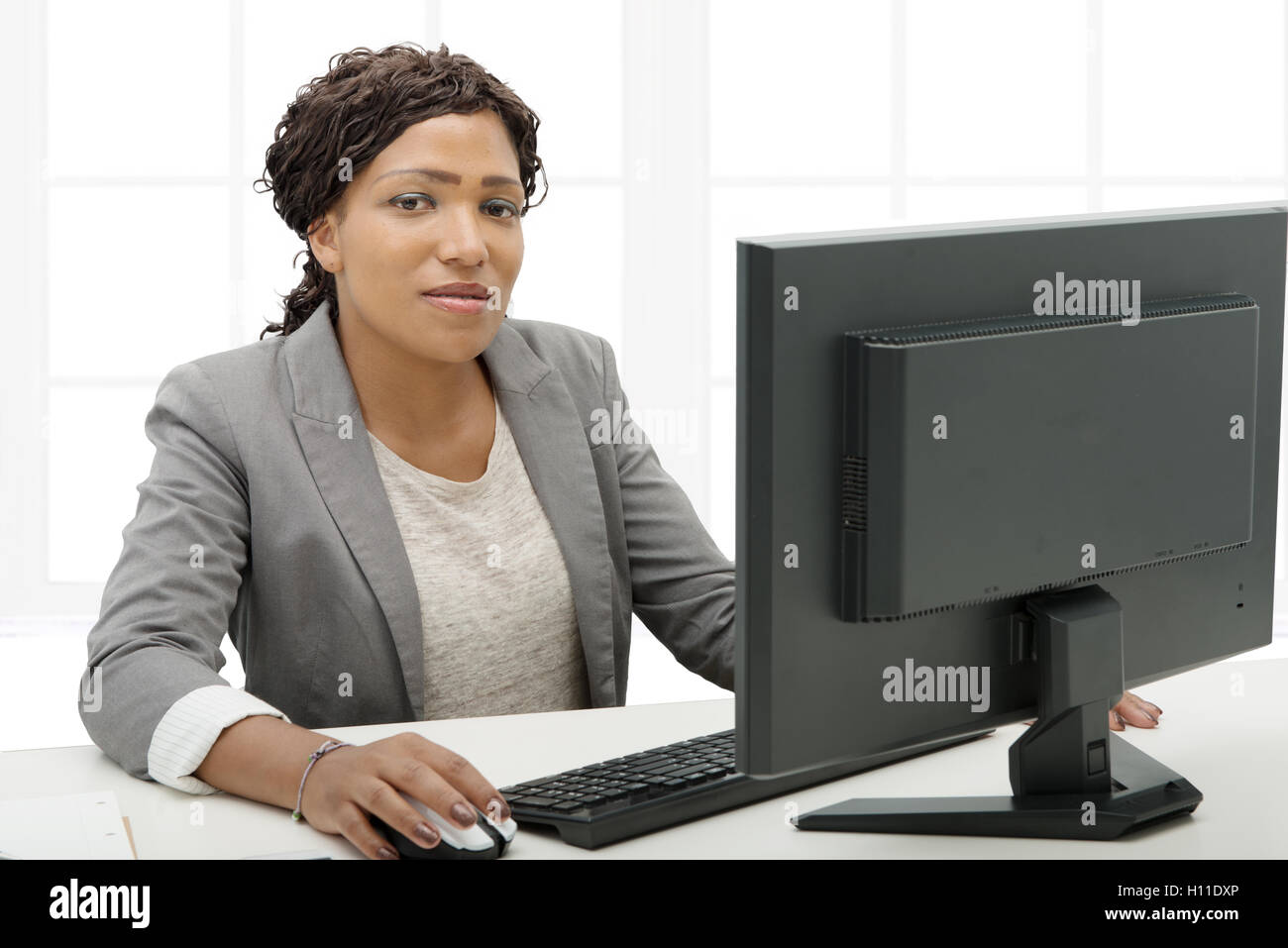 beautiful african american business woman working with computer Stock ...