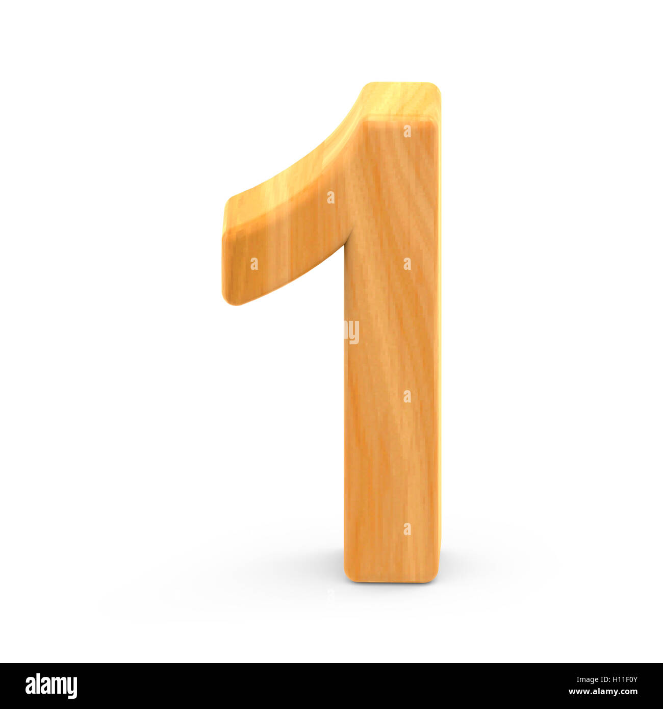3D rendering white number 1 isolated on white background, light brown ...