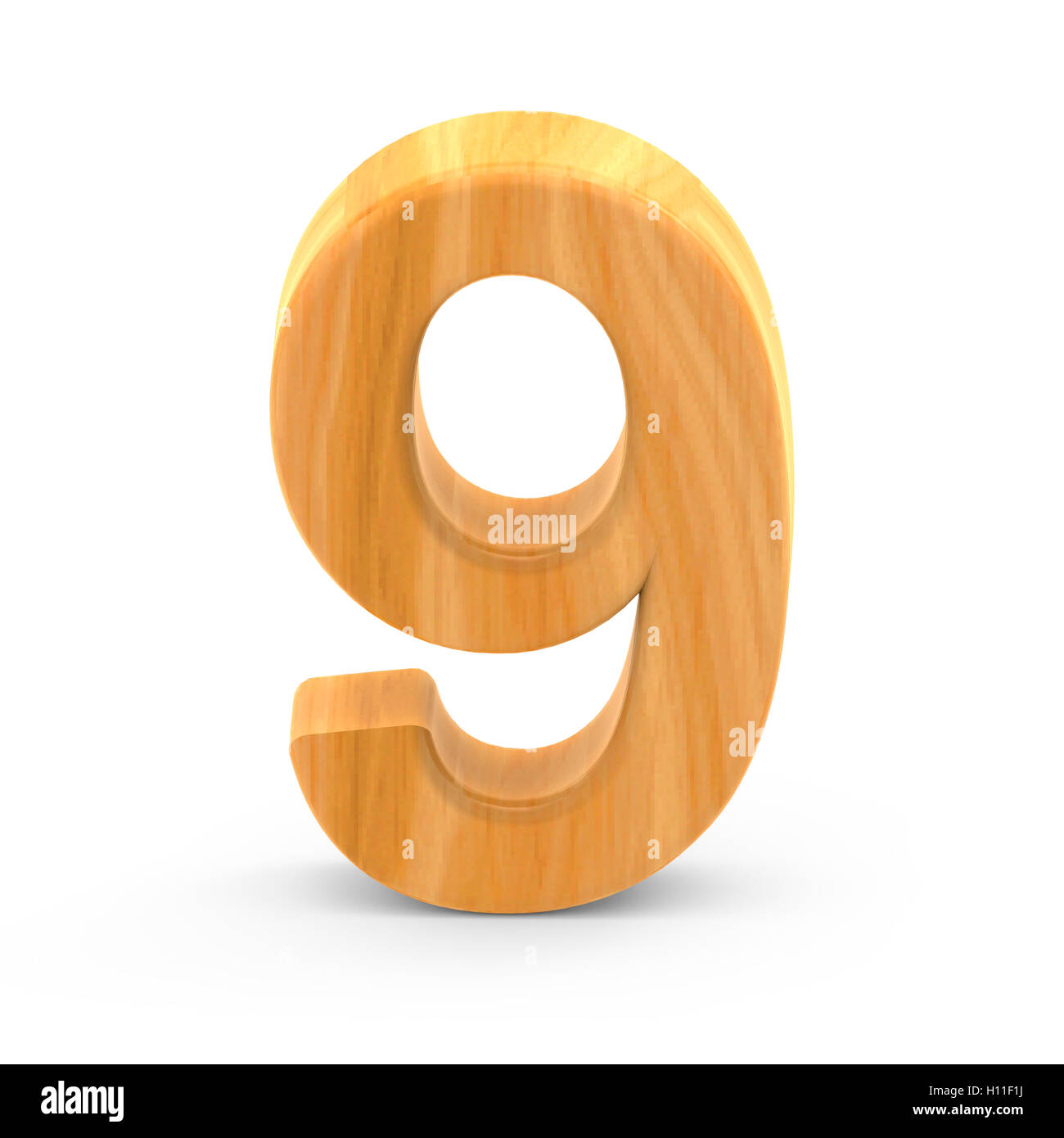 3D rendering white number 9 isolated on white background, light brown ...