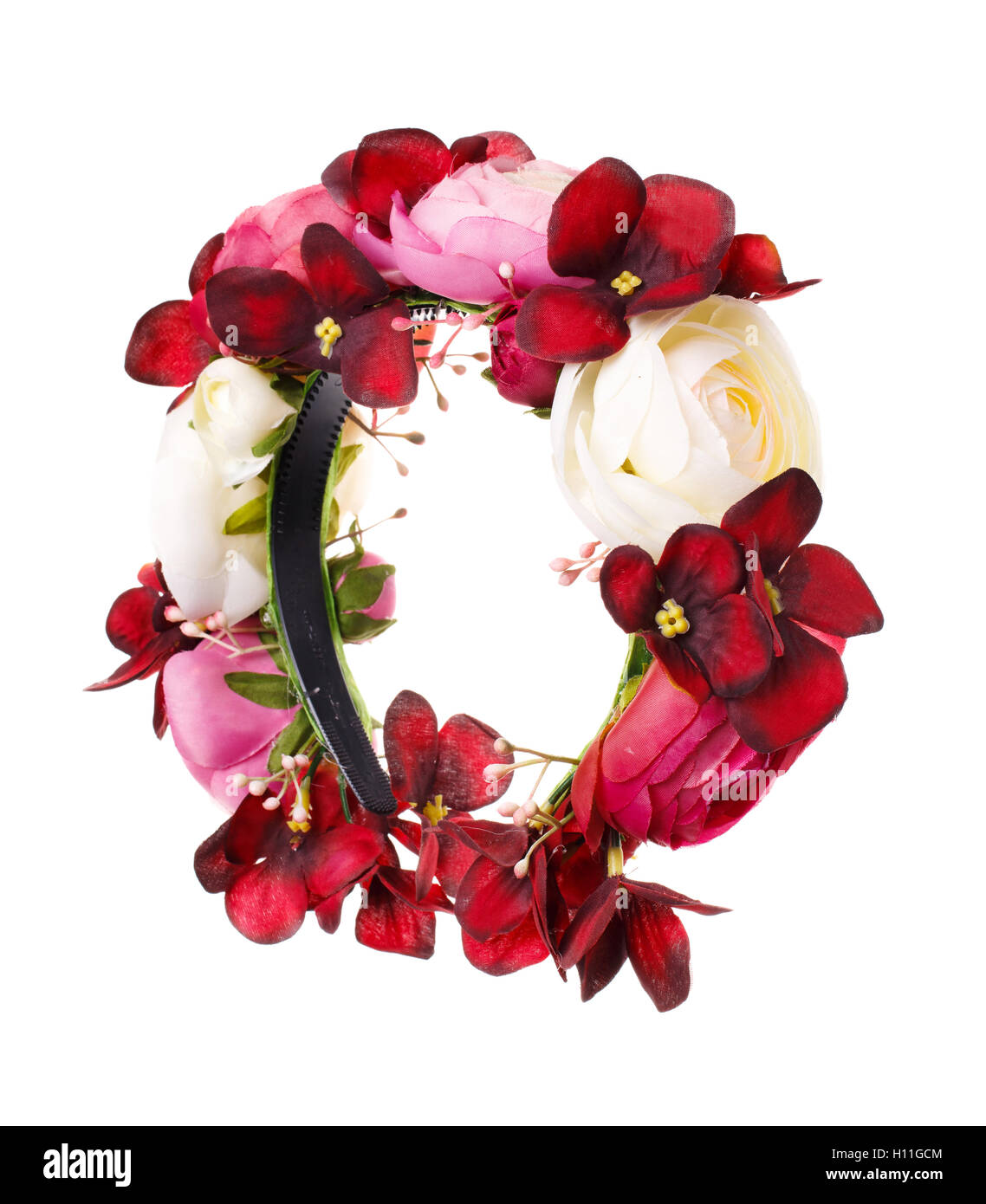 wreath with colored flowers isolated Stock Photo - Alamy