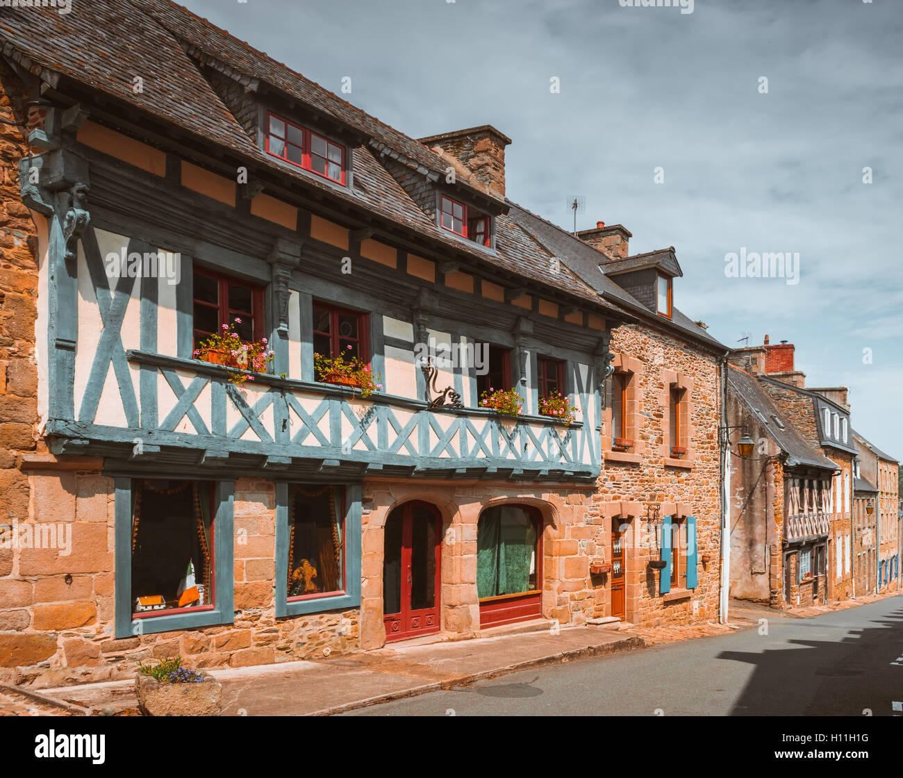 street in old Breton Brittany town Treguier, France Stock Photo - Alamy