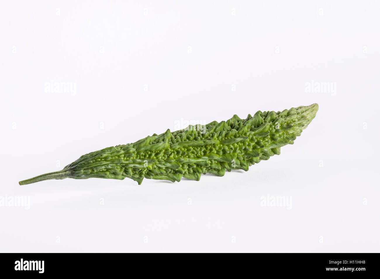 Single bitter gourd (bitter melon) on a white background Stock Photo ...