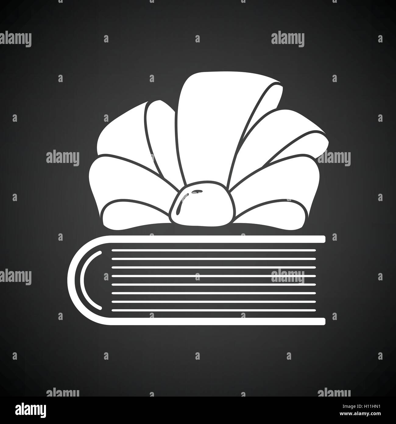 Book with ribbon bow icon. Black background with white. Vector ...