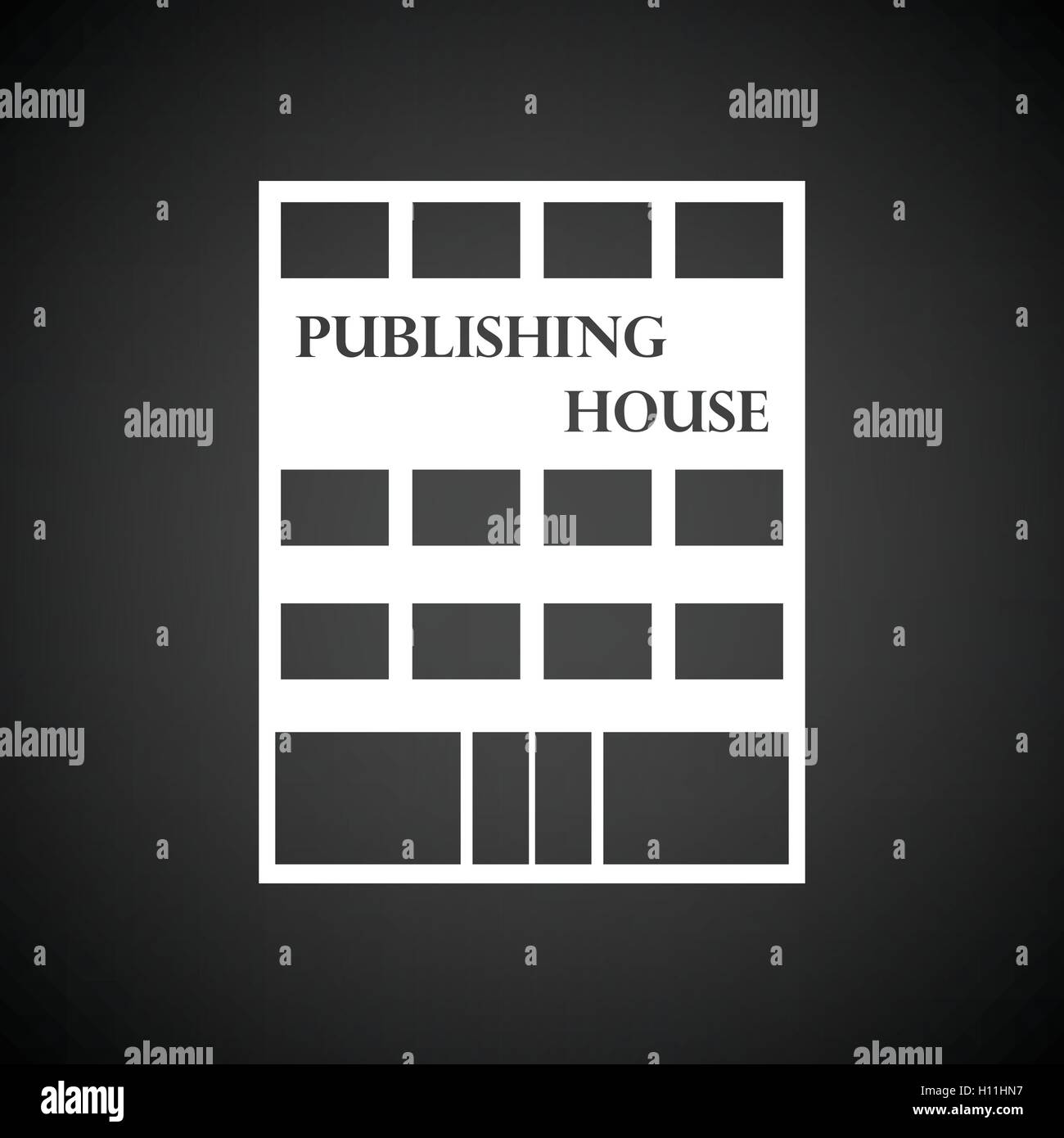 Publishing house icon. Black background with white. Vector illustration ...
