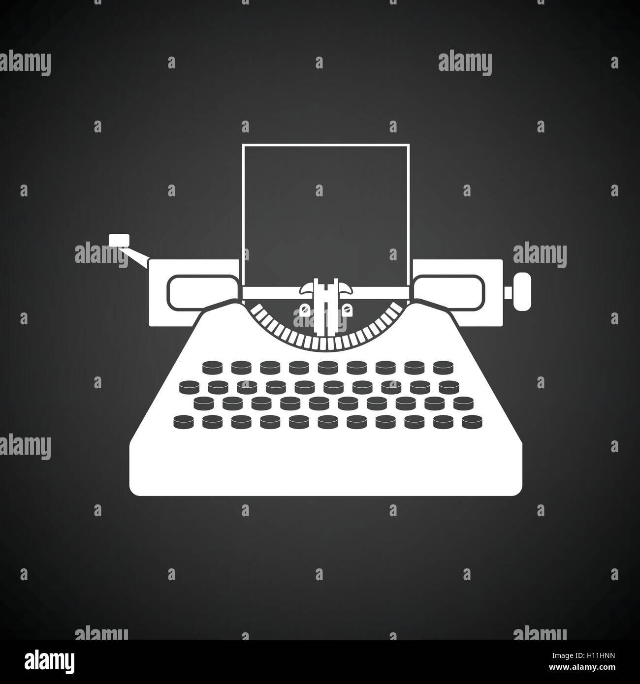Typewriter icon. Black background with white. Vector illustration Stock ...