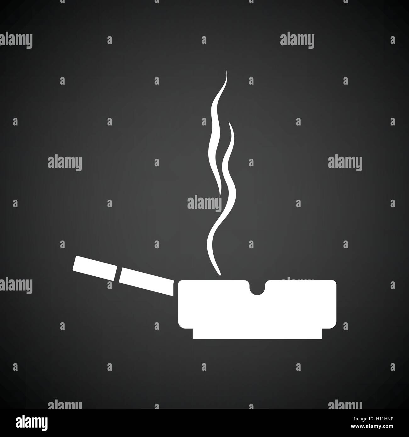 Cigarette in an ashtray icon. Black background with white. Vector ...