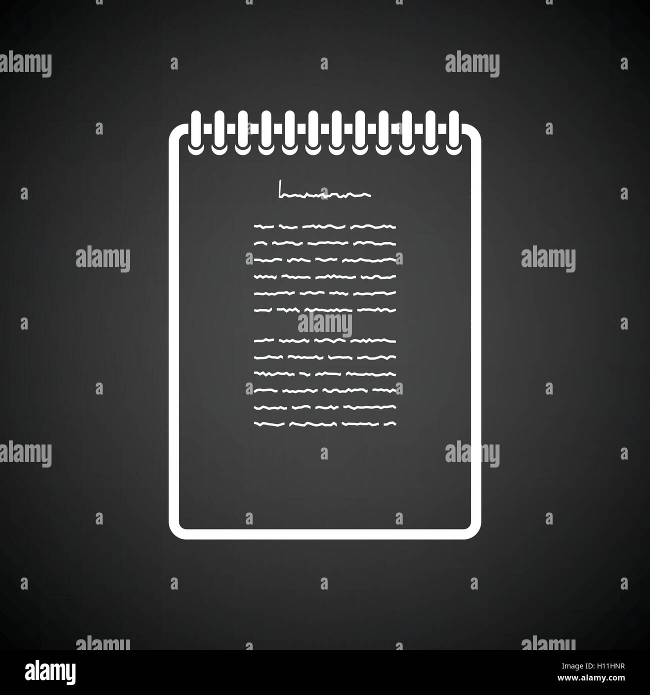 Binder notebook icon. Black background with white. Vector illustration ...