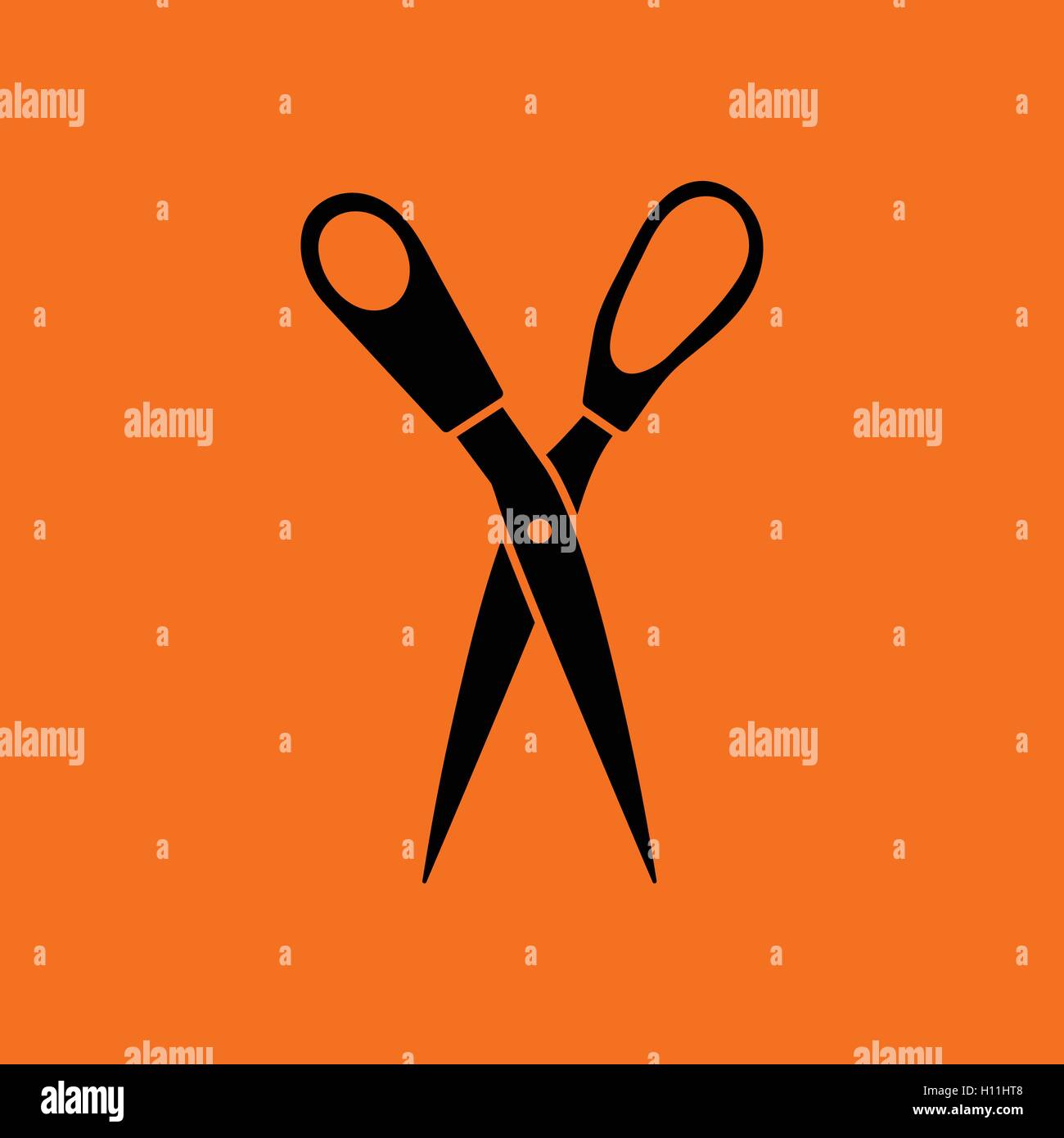 Tailor scissor icon. Orange background with black. Vector illustration ...