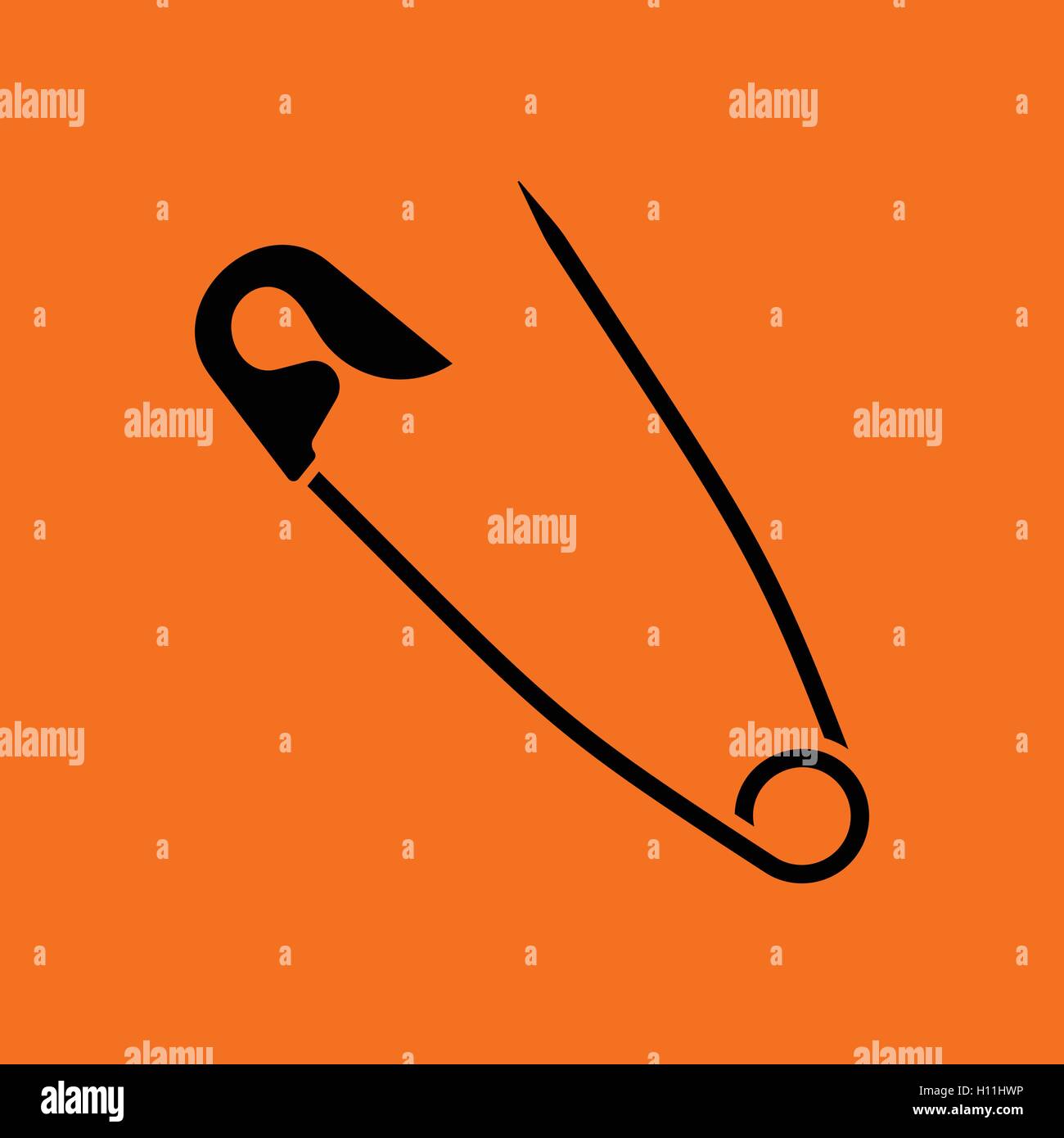 Tailor safety pin icon. Orange background with black. Vector ...
