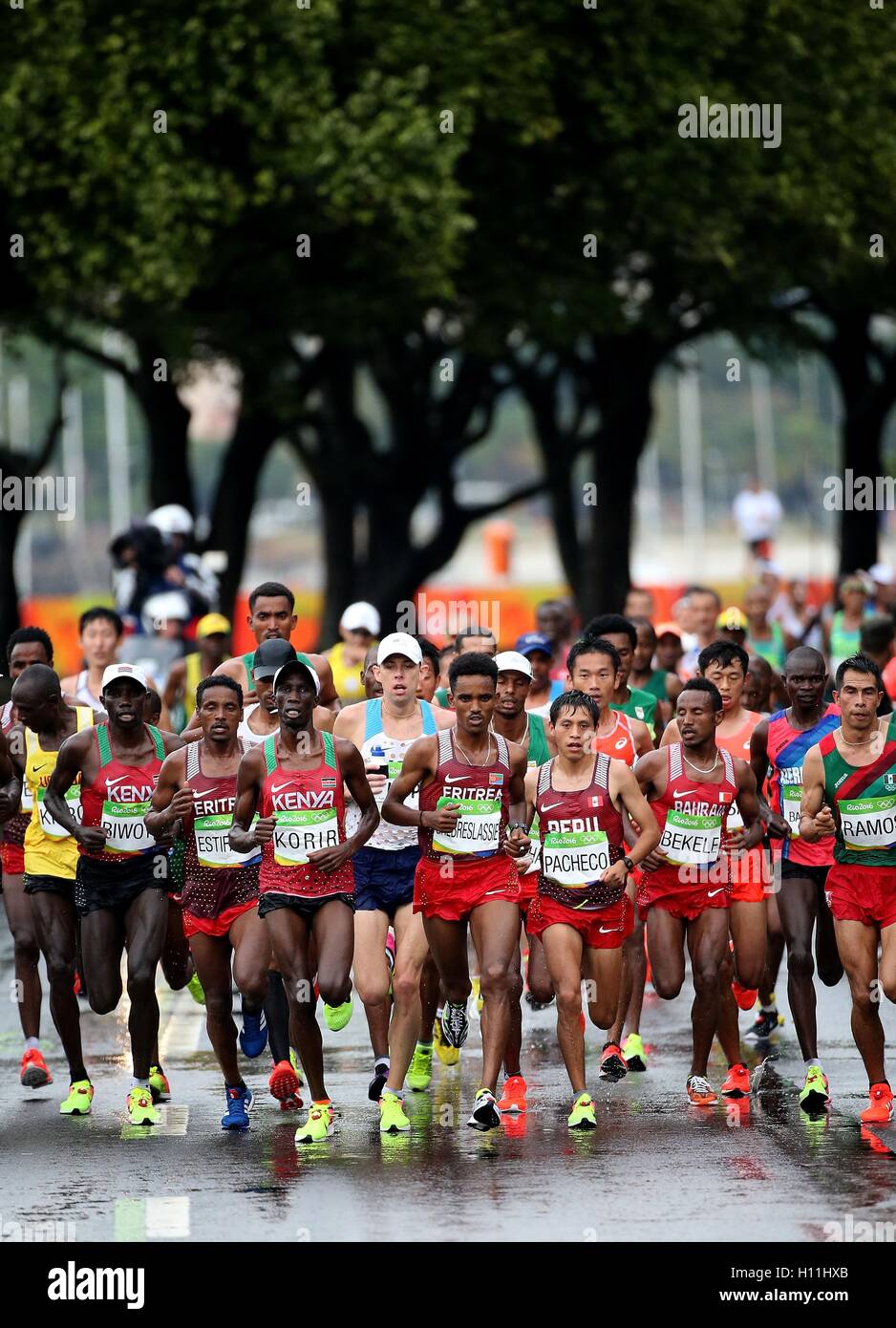 Athletes compete during the men's marathon at the 2016 Rio Olympic ...