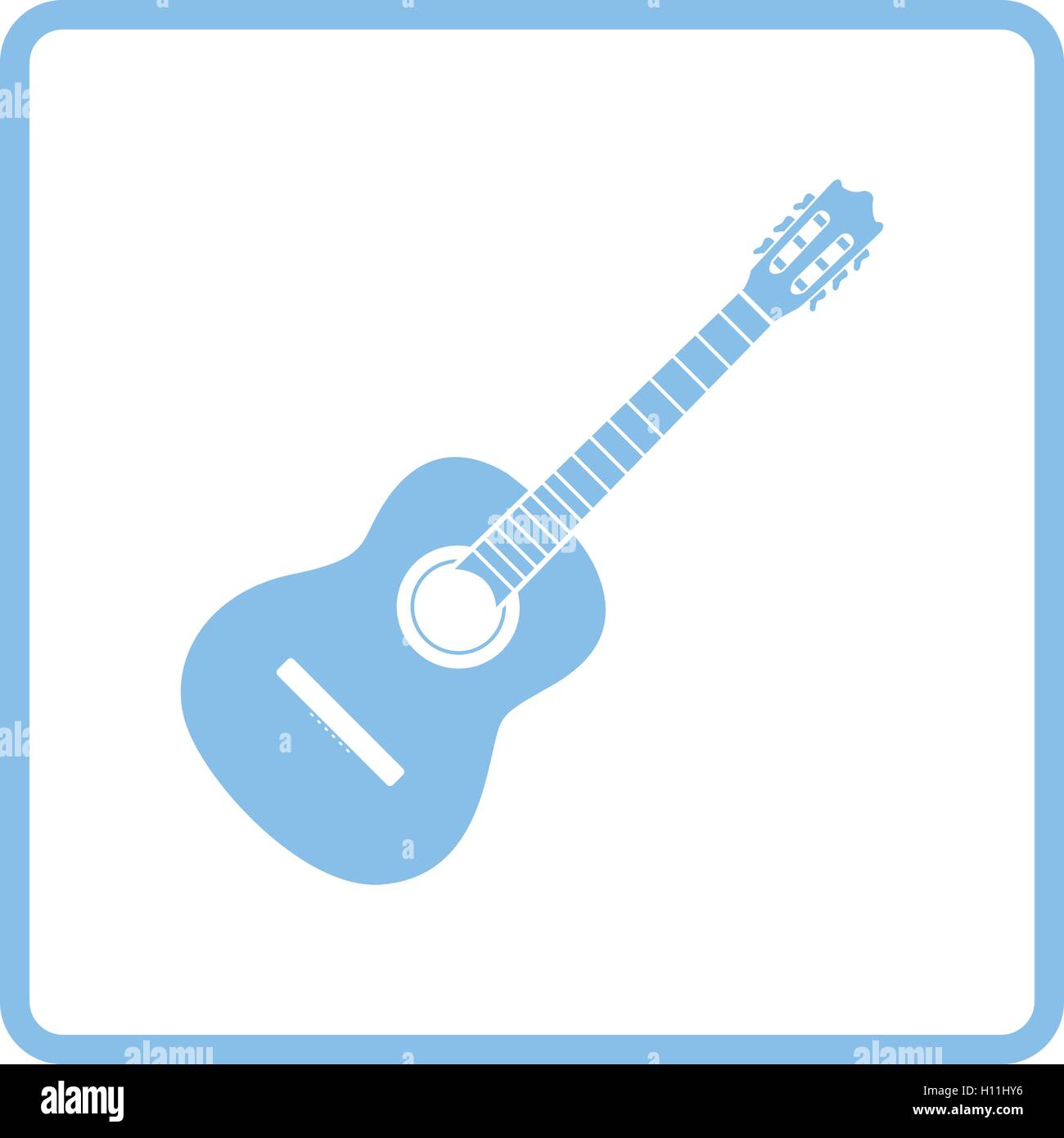 Acoustic guitar icon. Blue frame design. Vector illustration Stock ...