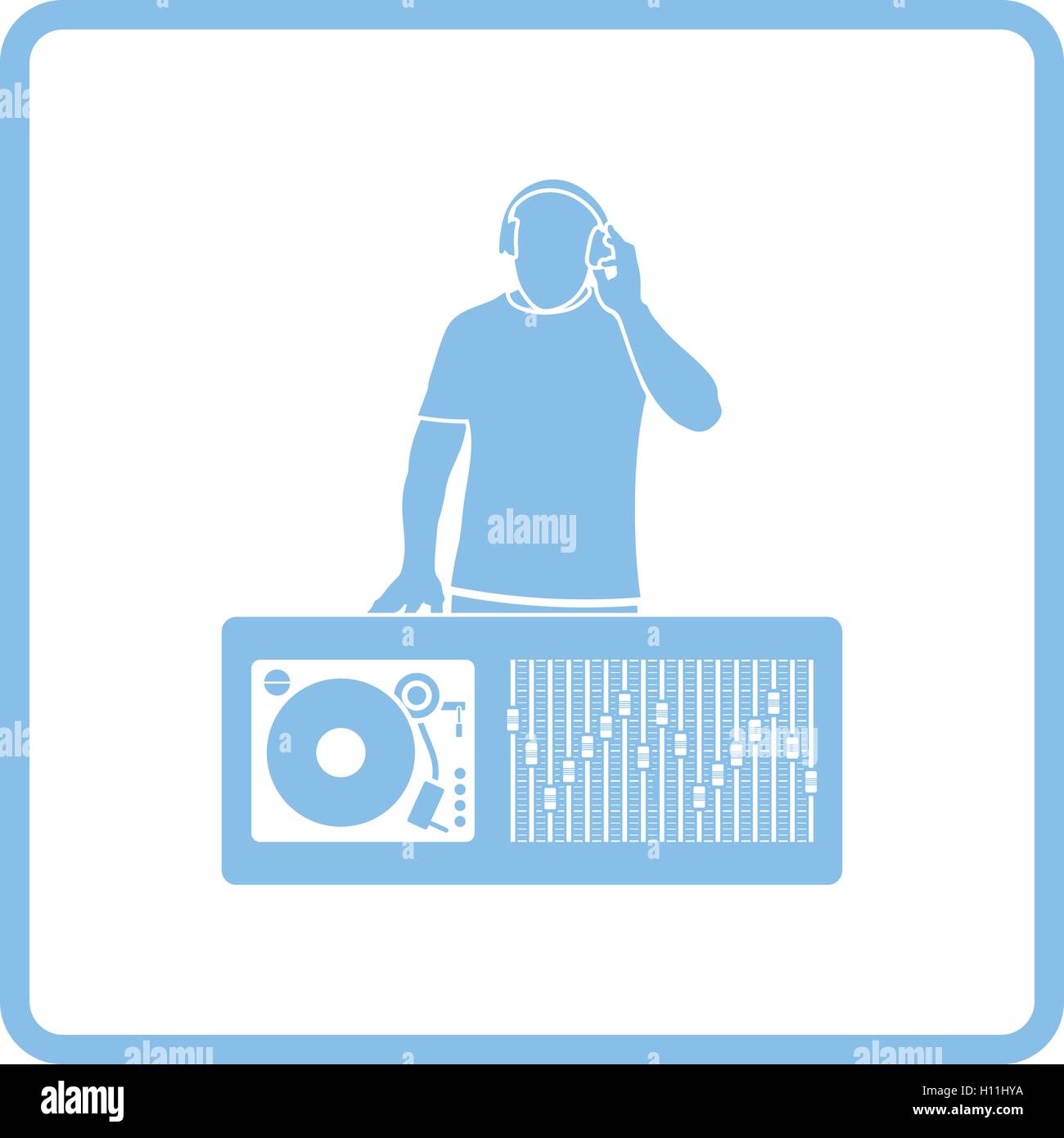 DJ icon. Blue frame design. Vector illustration Stock Vector Image ...
