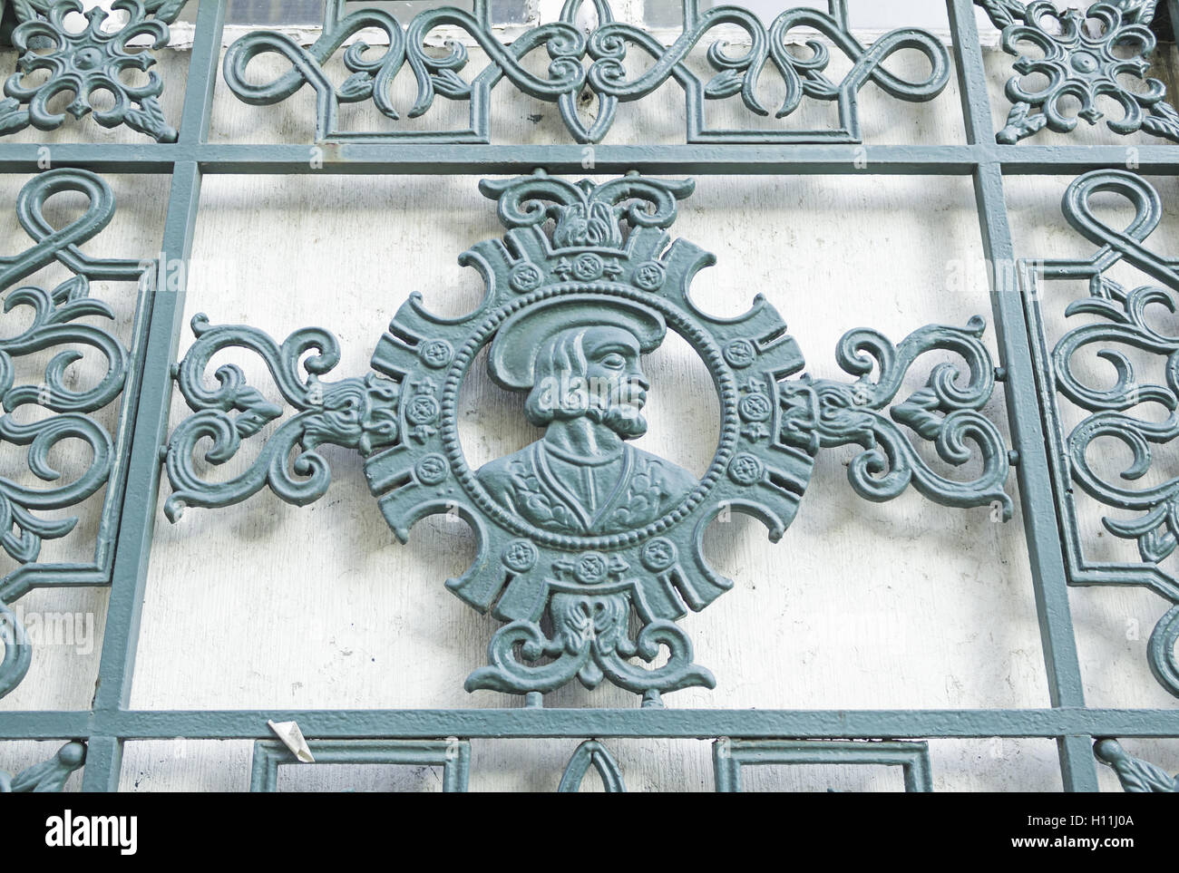 Symbol old gate in urban street cosntruccion Stock Photo - Alamy
