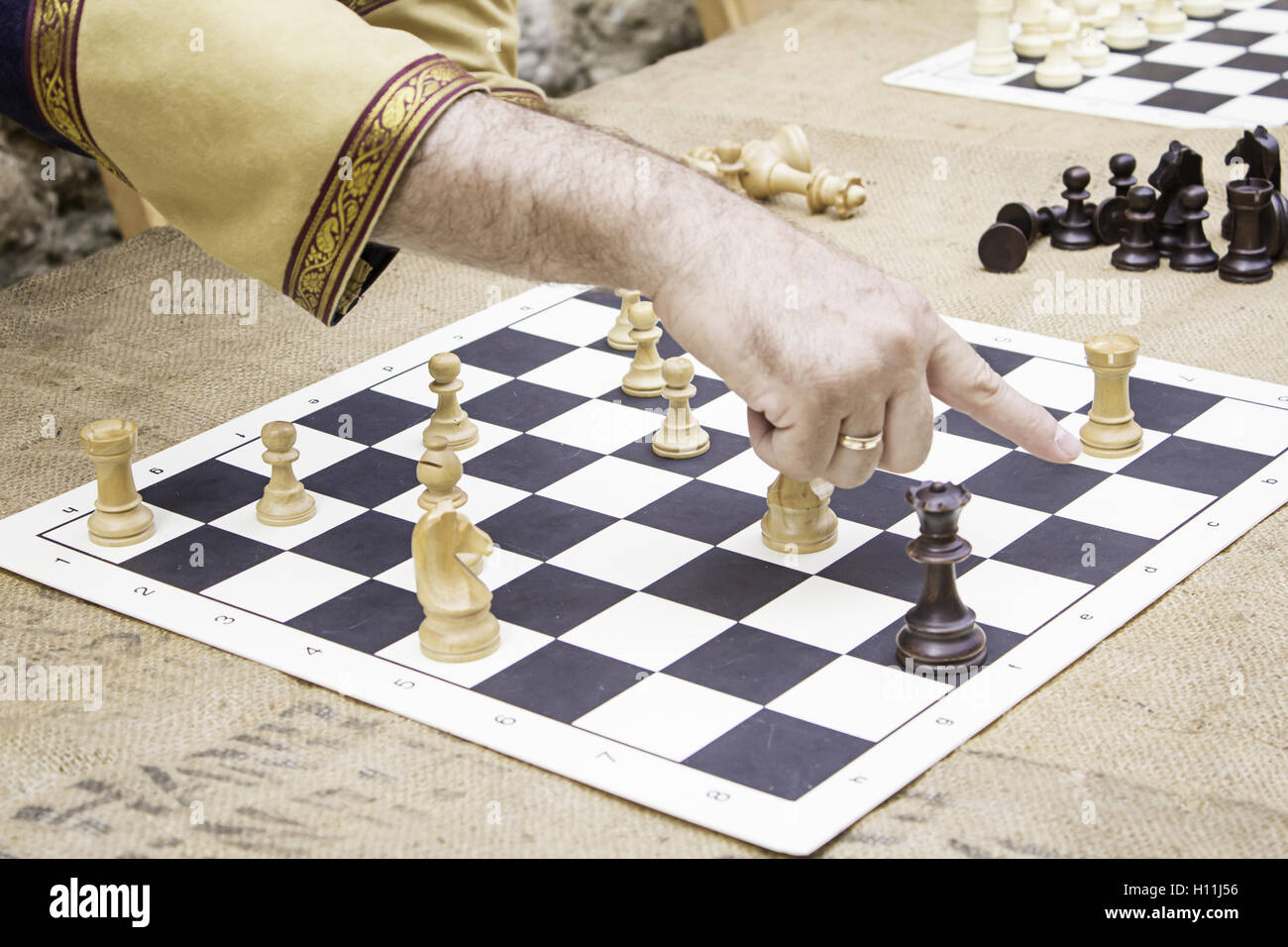 Playing chess board table, fun and skill Stock Photo - Alamy