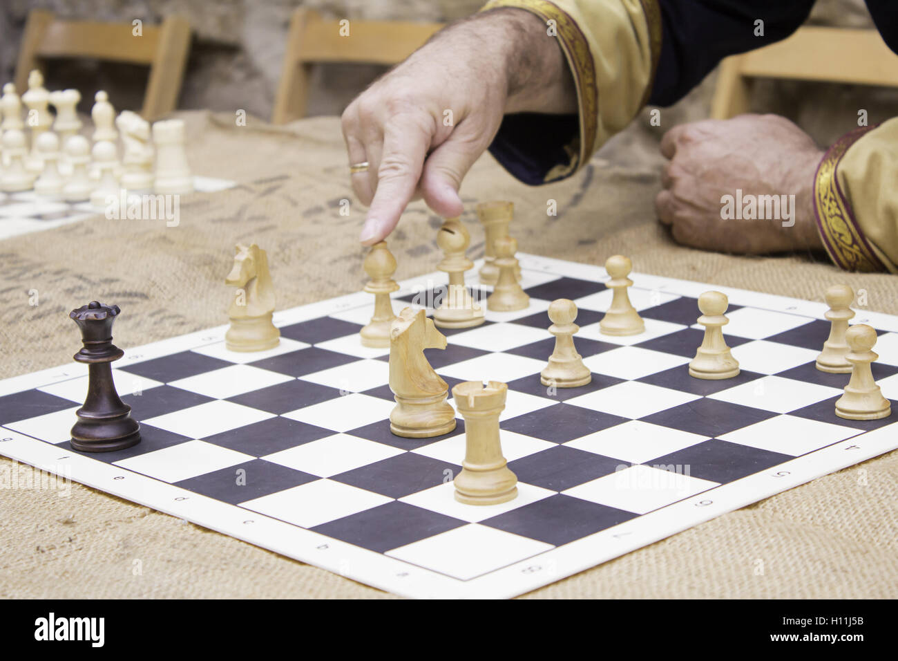 Playing chess board table, fun and skill Stock Photo - Alamy
